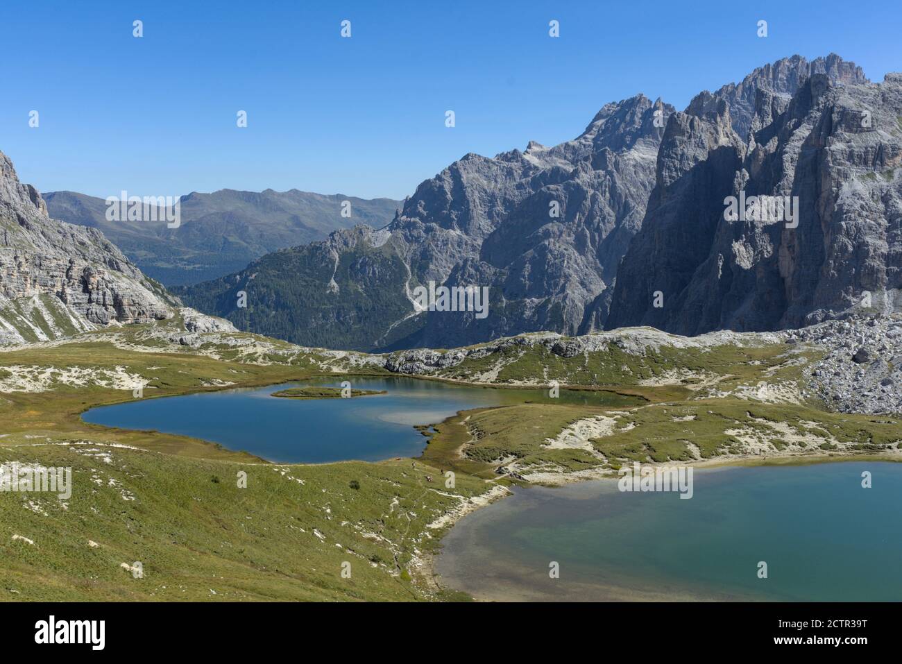 Piani lakes located next to Antonio Locatelli Hut in the Tre Cime ...