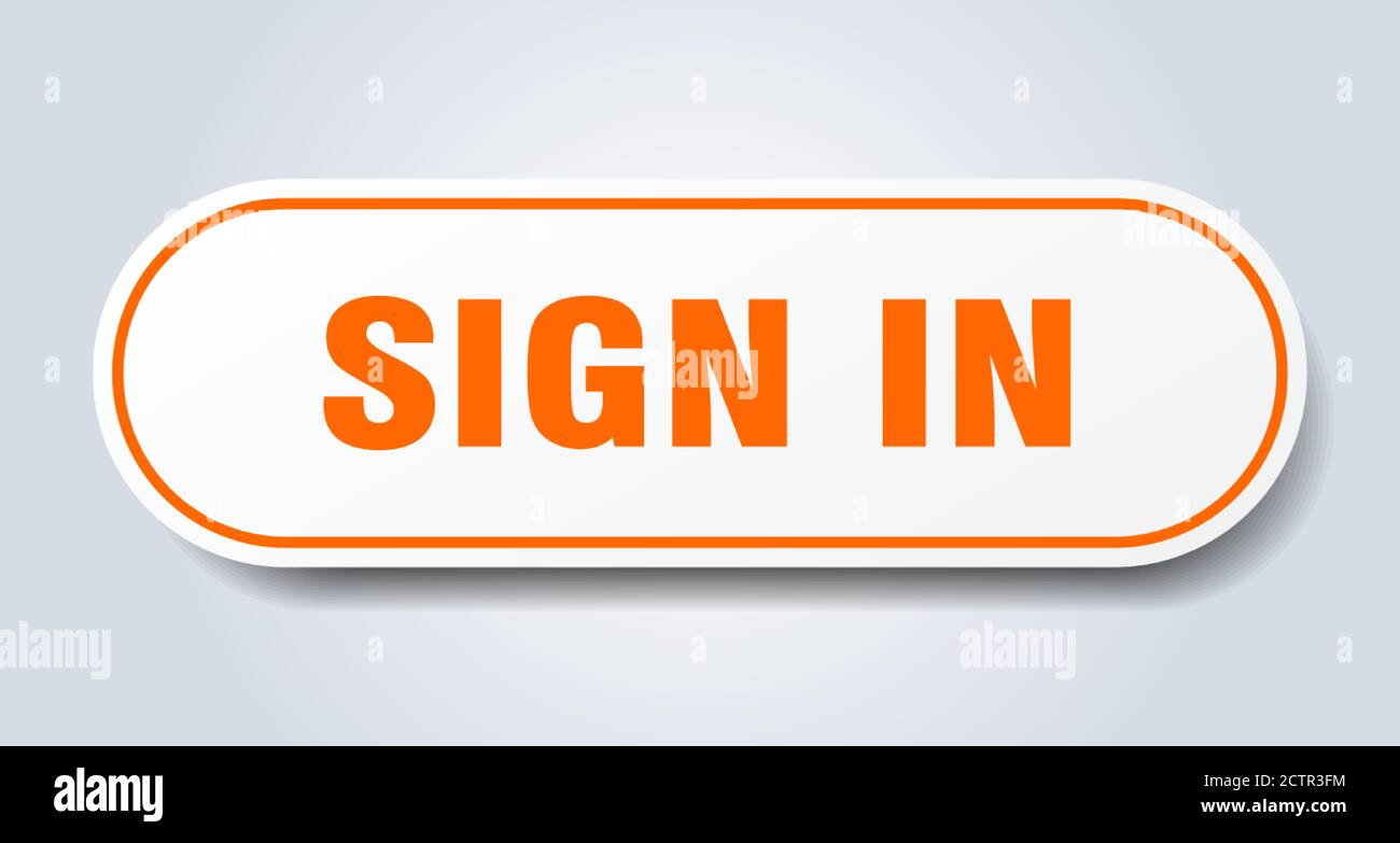 sign in sign. rounded isolated sticker. white button Stock Vector Image ...
