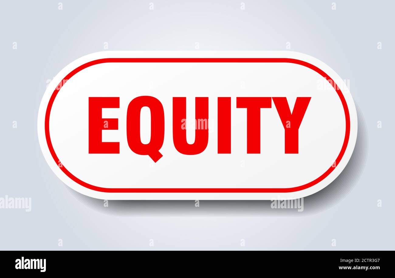 equity sign. rounded isolated sticker. white button Stock Vector Image ...