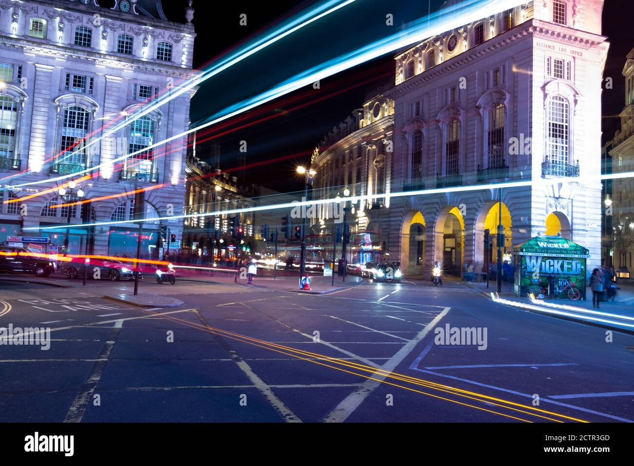 Light trail of piccadilly circius at night Stock Photo - Alamy