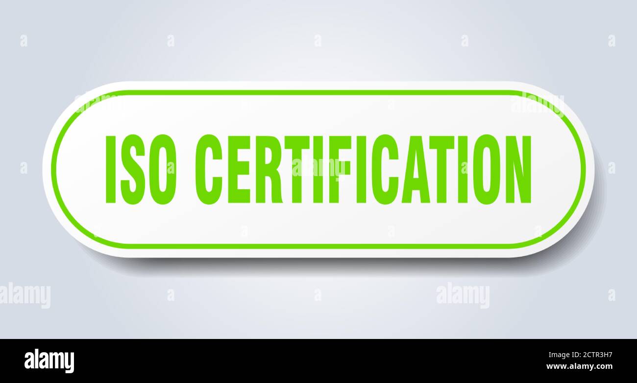 iso certification sign. rounded isolated sticker. white button Stock ...