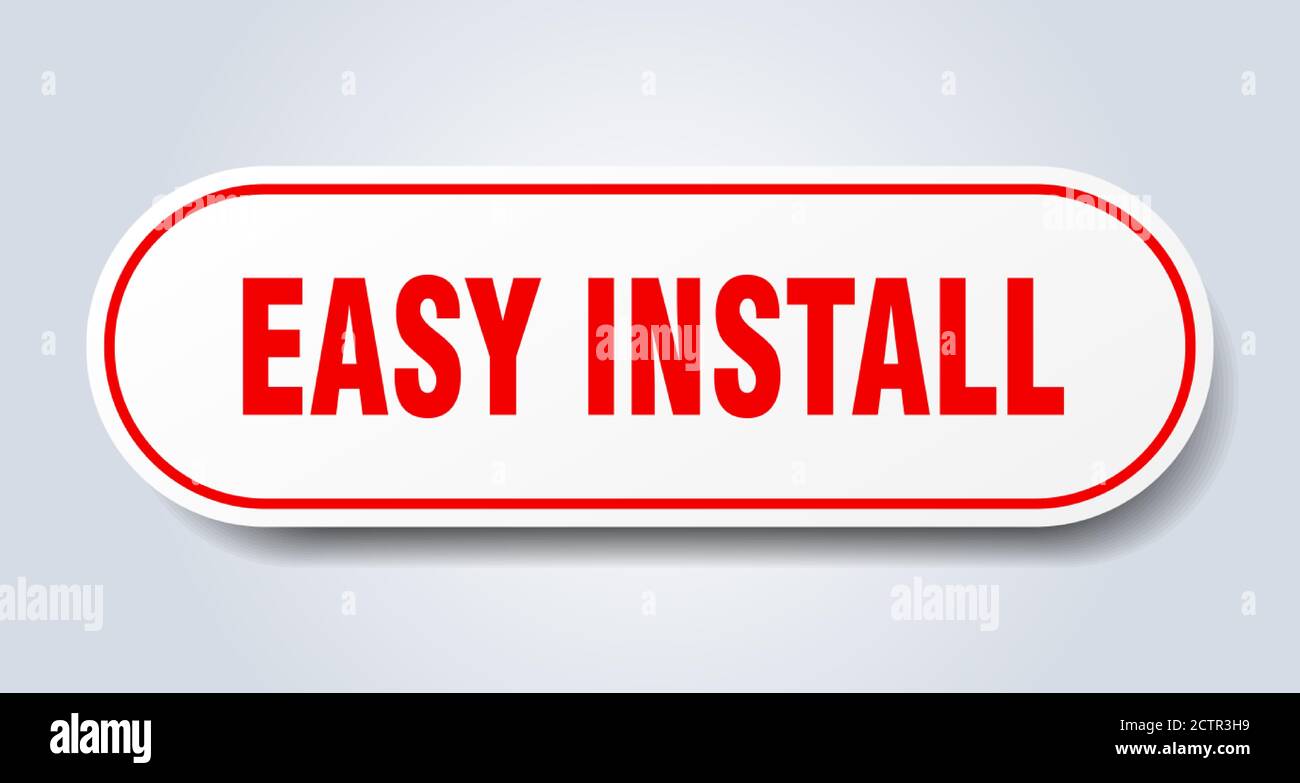 easy install sign. rounded isolated sticker. white button Stock Vector ...