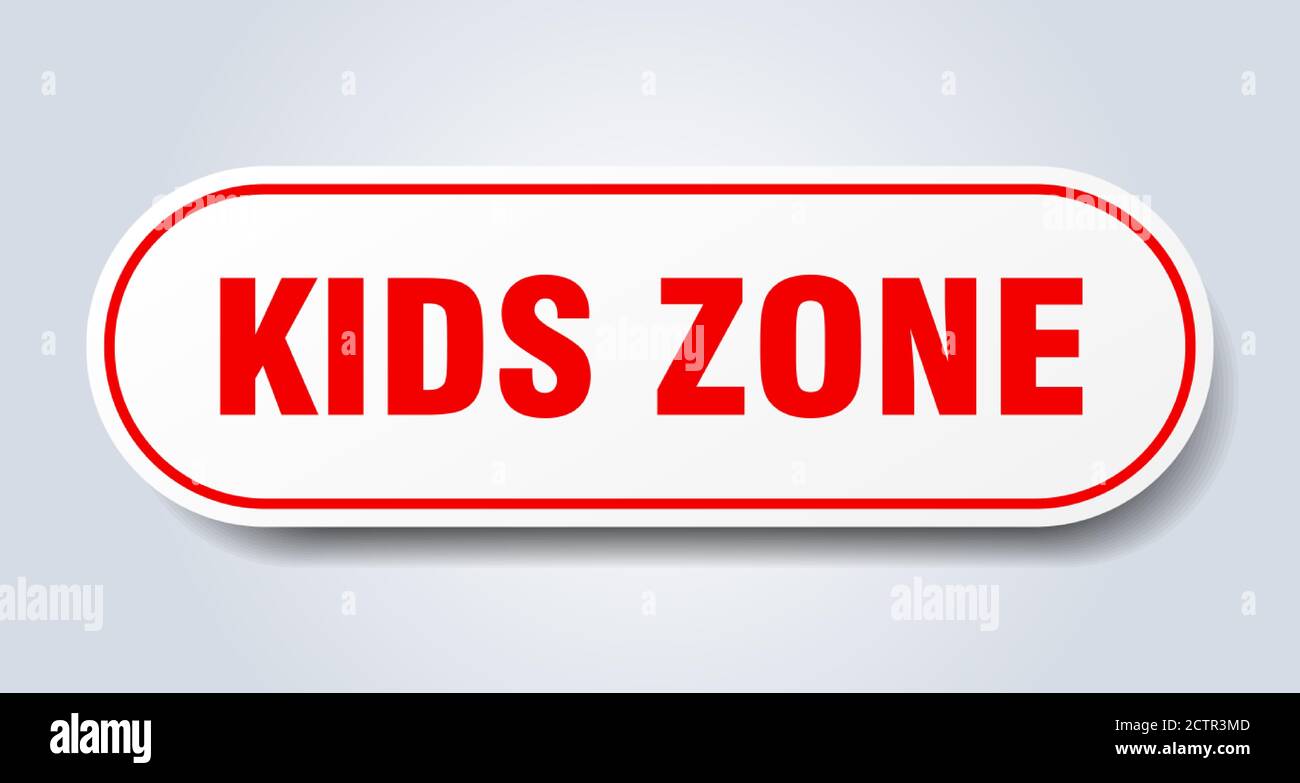 kids zone sign. rounded isolated sticker. white button Stock Vector ...