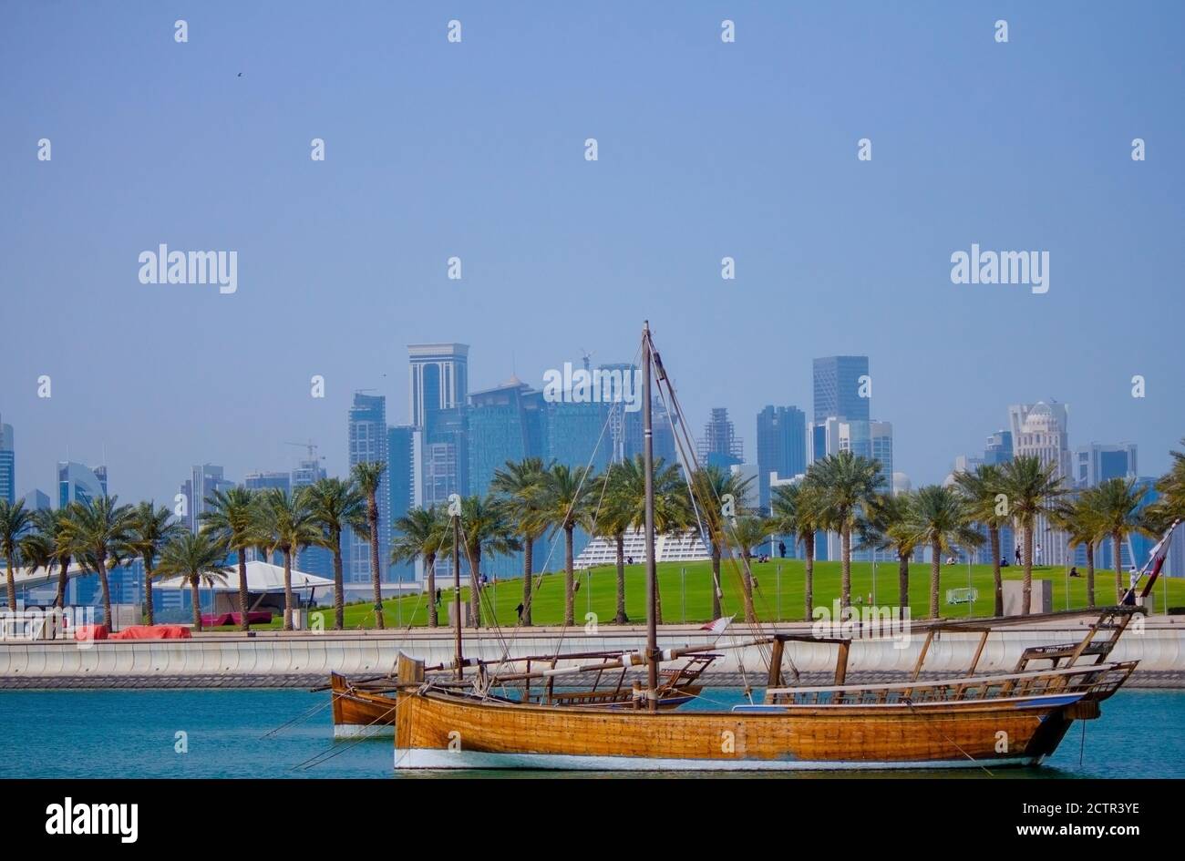 Qatar capital city Doha skyline with high rise buildings Stock Photo ...