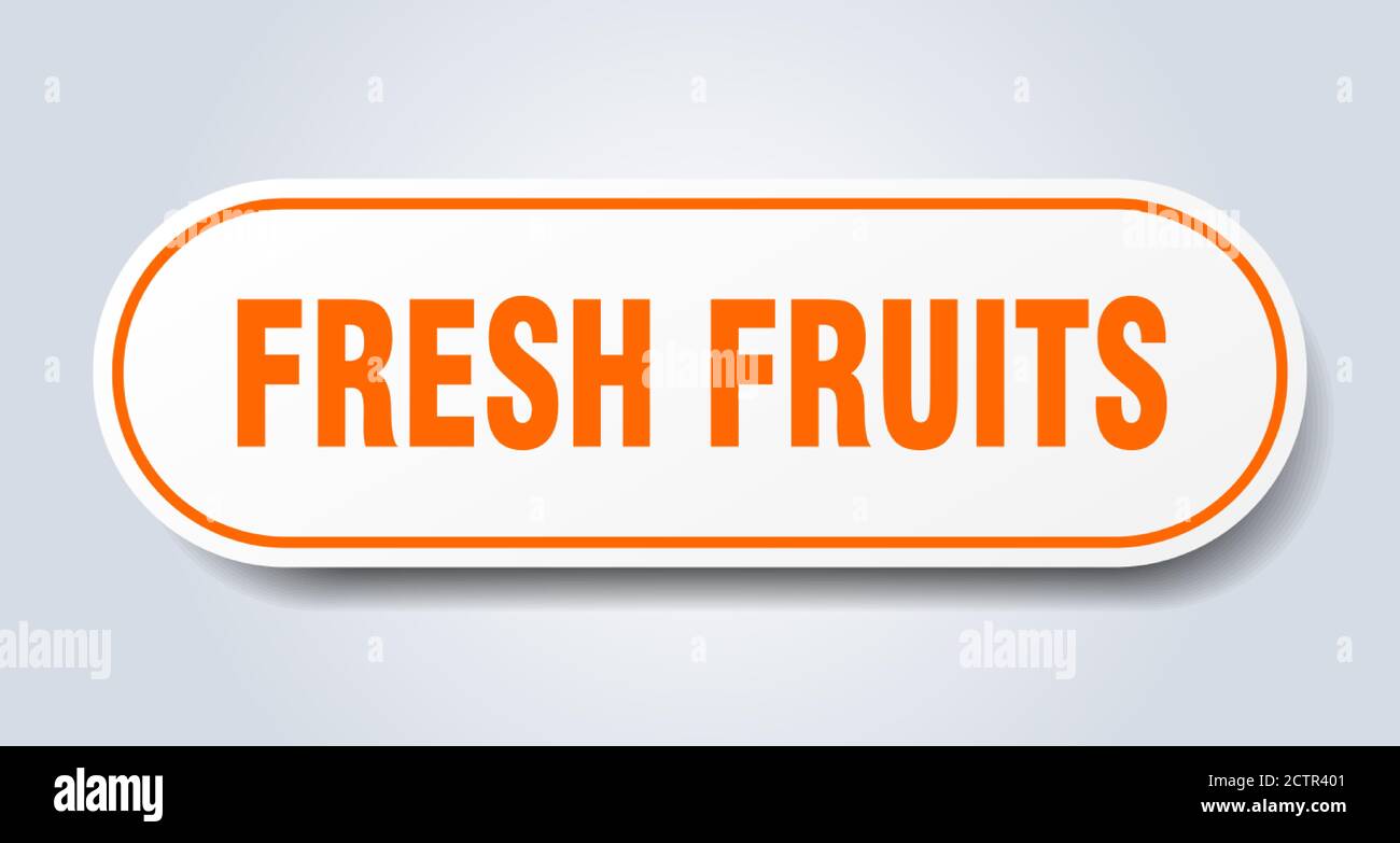 fresh fruits sign. rounded isolated sticker. white button Stock Vector ...