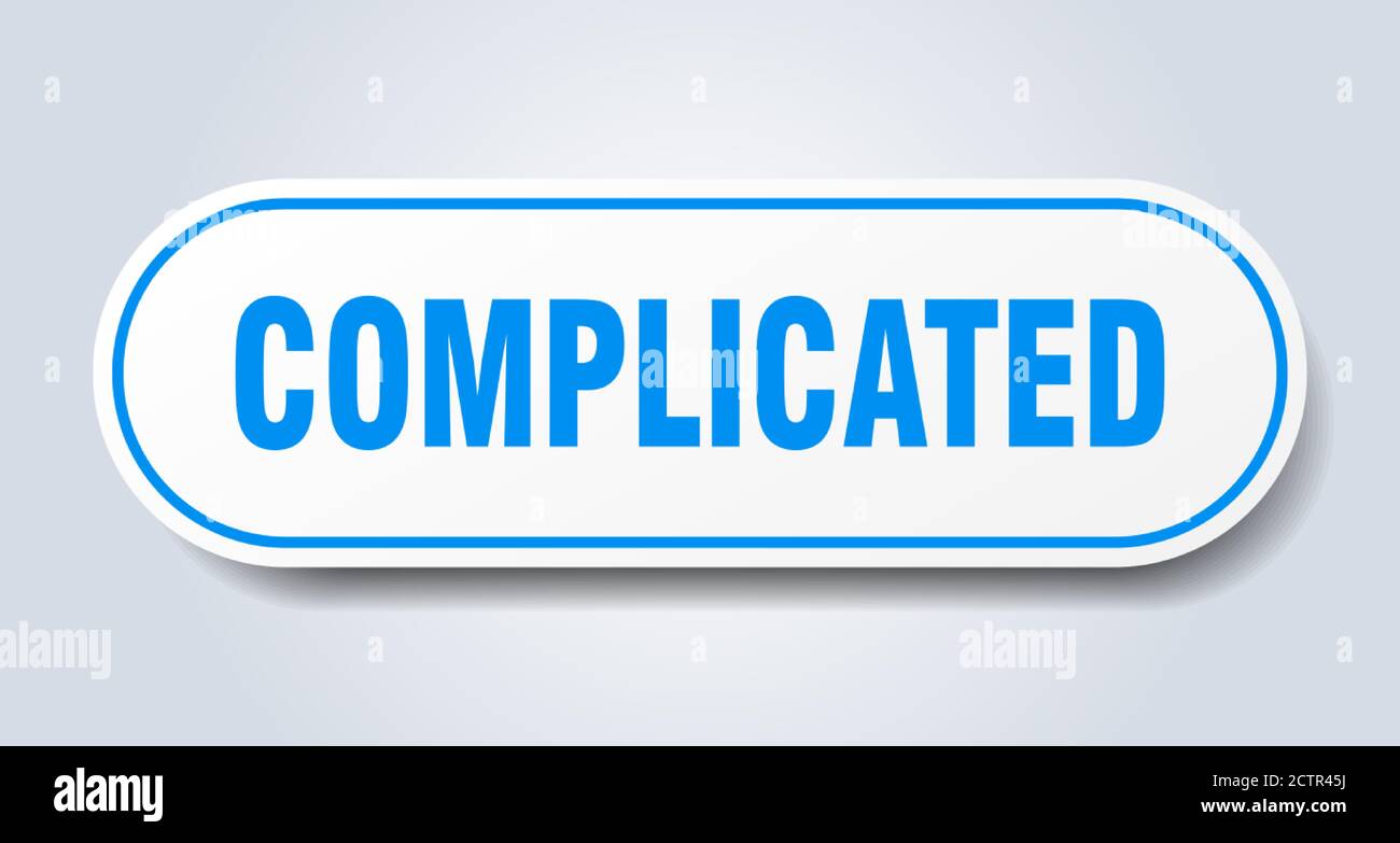 complicated sign. rounded isolated sticker. white button Stock Vector ...