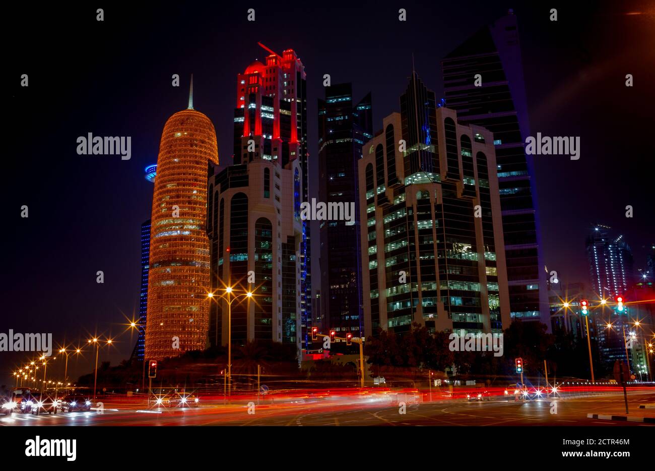 Qatar capital city Doha skyline with high rise buildings Stock Photo ...
