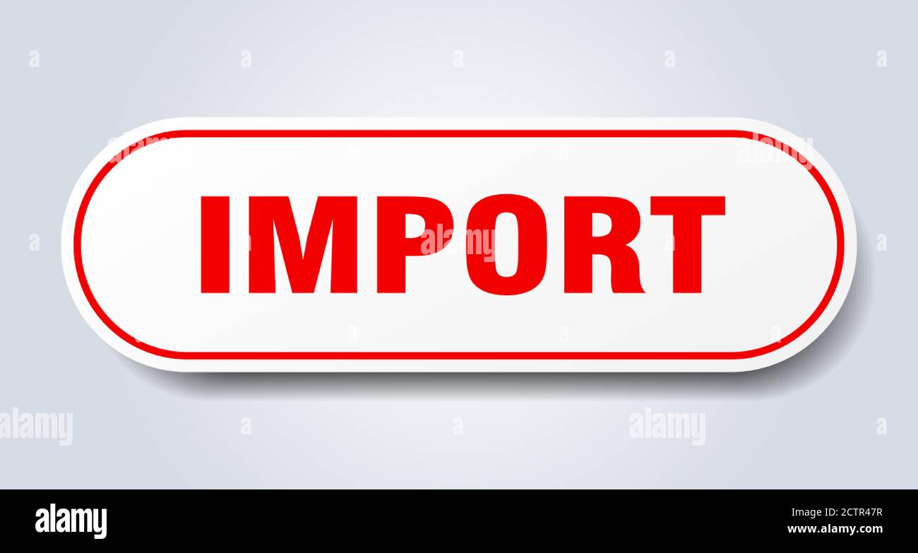 import sign. rounded isolated sticker. white button Stock Vector Image ...