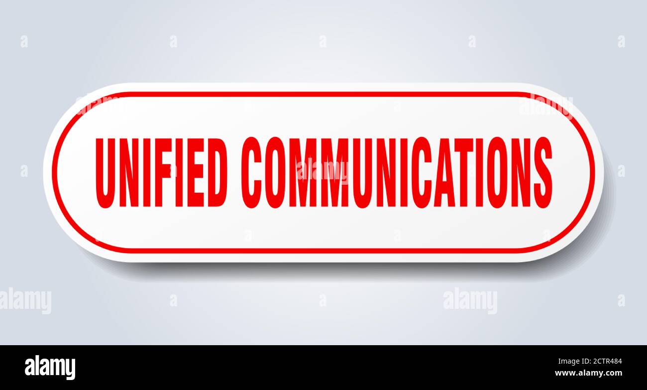 unified communications sign. rounded isolated sticker. white button ...
