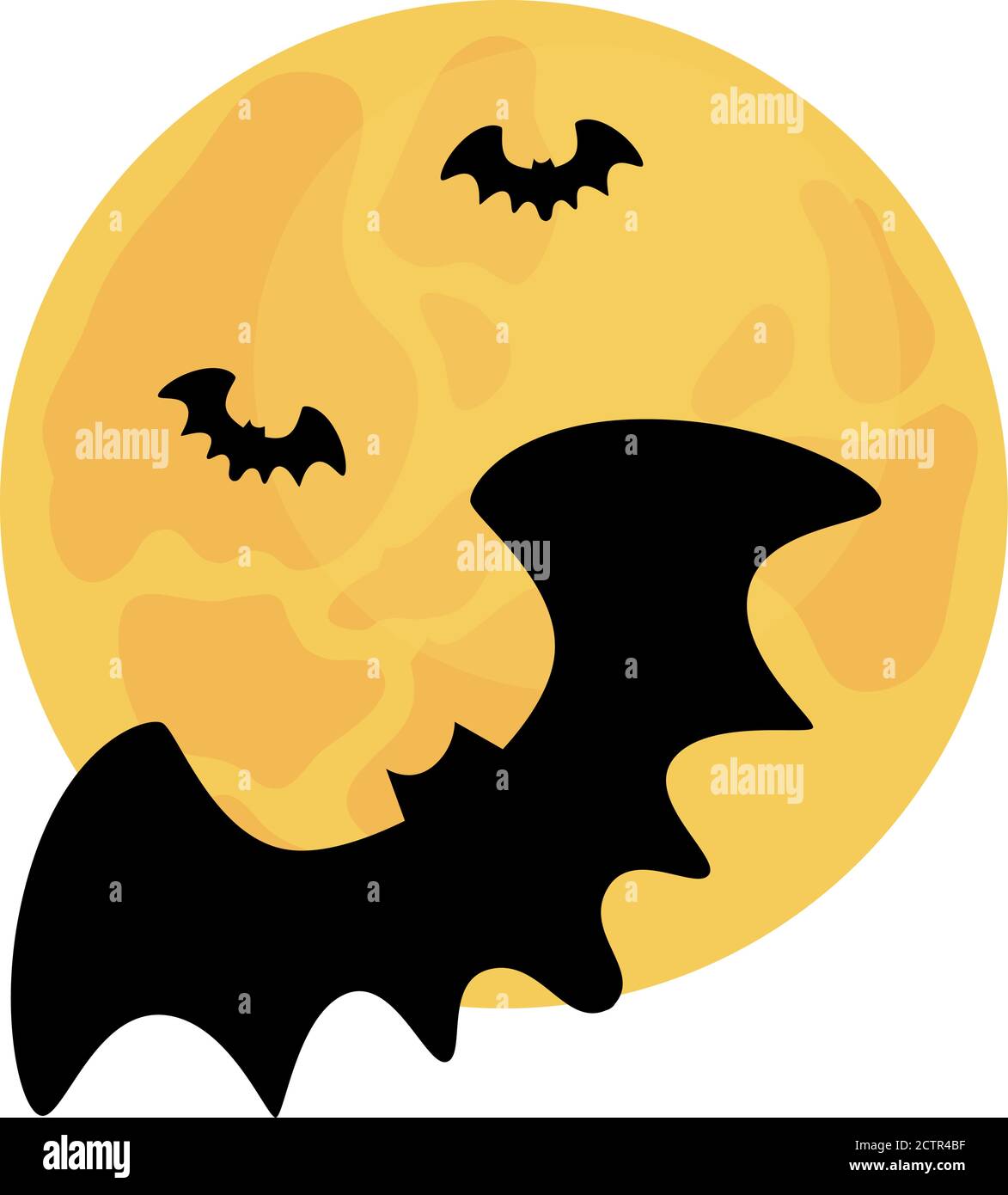 halloween bats cartoons in front of moon vector design Stock Vector ...