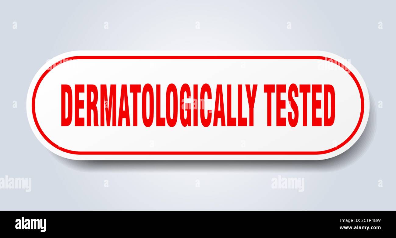 dermatologically tested sign. rounded isolated sticker. white button ...