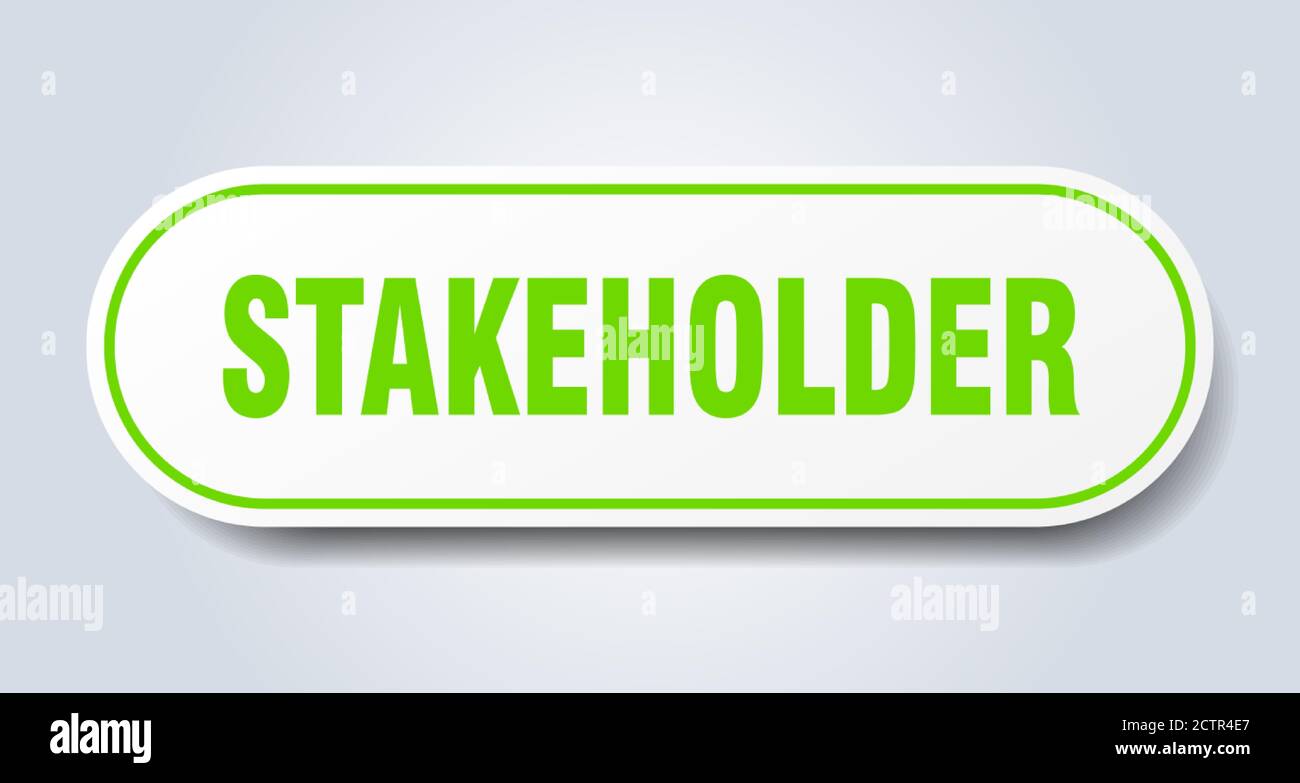 stakeholder sign. rounded isolated sticker. white button Stock Vector ...