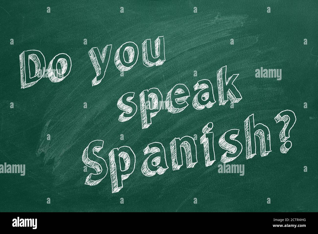 Hand drawing "Do you speak Spanish?" on green chalkboard Stock Photo ...