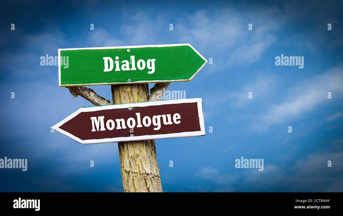 Street Sign the Direction Way to Dialog versus Monologue Stock Photo ...