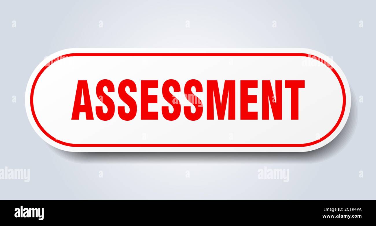 assessment sign. rounded isolated sticker. white button Stock Vector ...