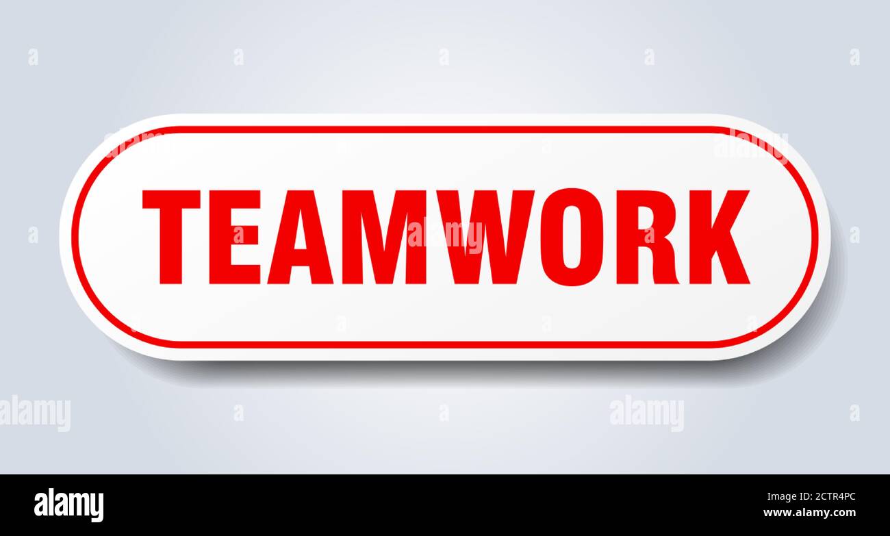 teamwork sign. rounded isolated sticker. white button Stock Vector ...