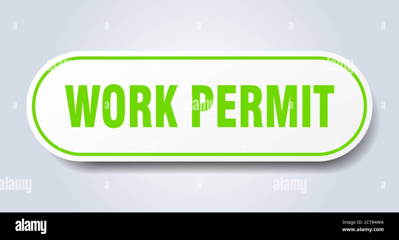 work permit sign. rounded isolated sticker. white button Stock Vector ...