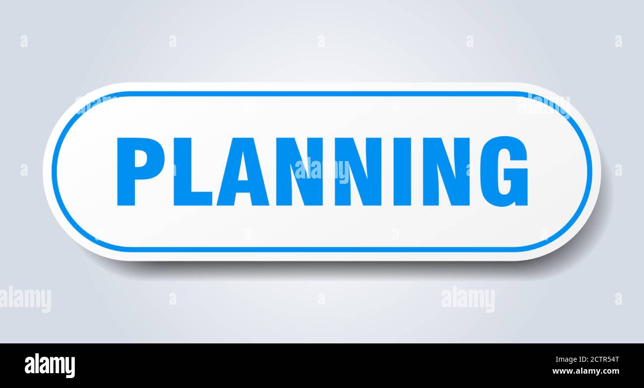 planning sign. rounded isolated sticker. white button Stock Vector ...