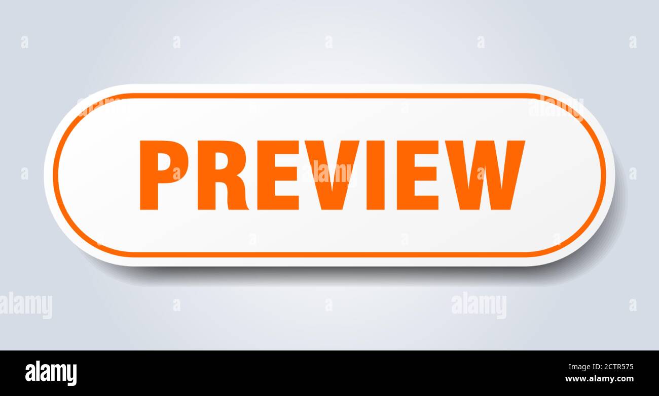 preview sign. rounded isolated sticker. white button Stock Vector Image ...
