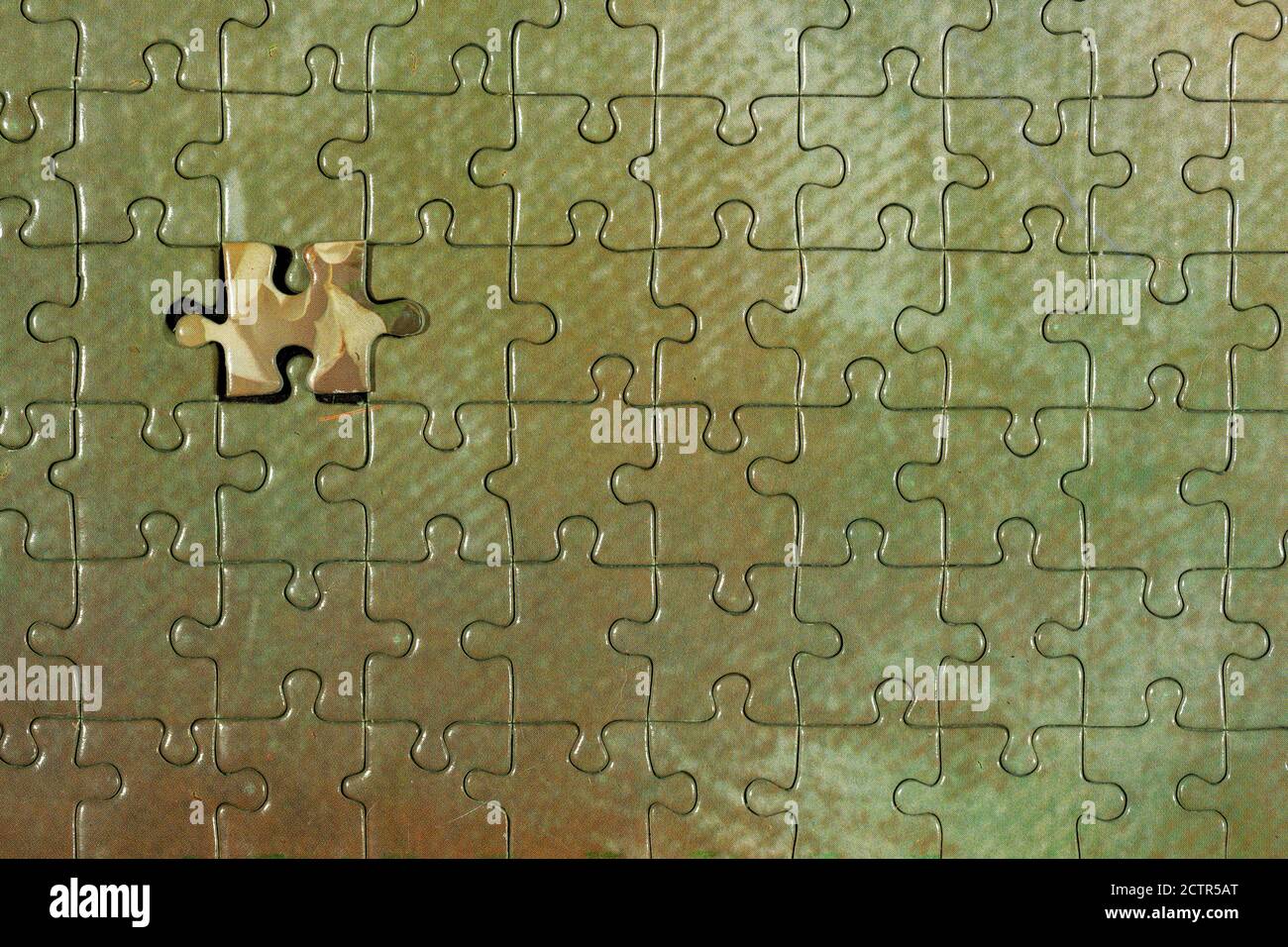 Disassembled puzzle with a last wrong piece impossible to fill Stock ...