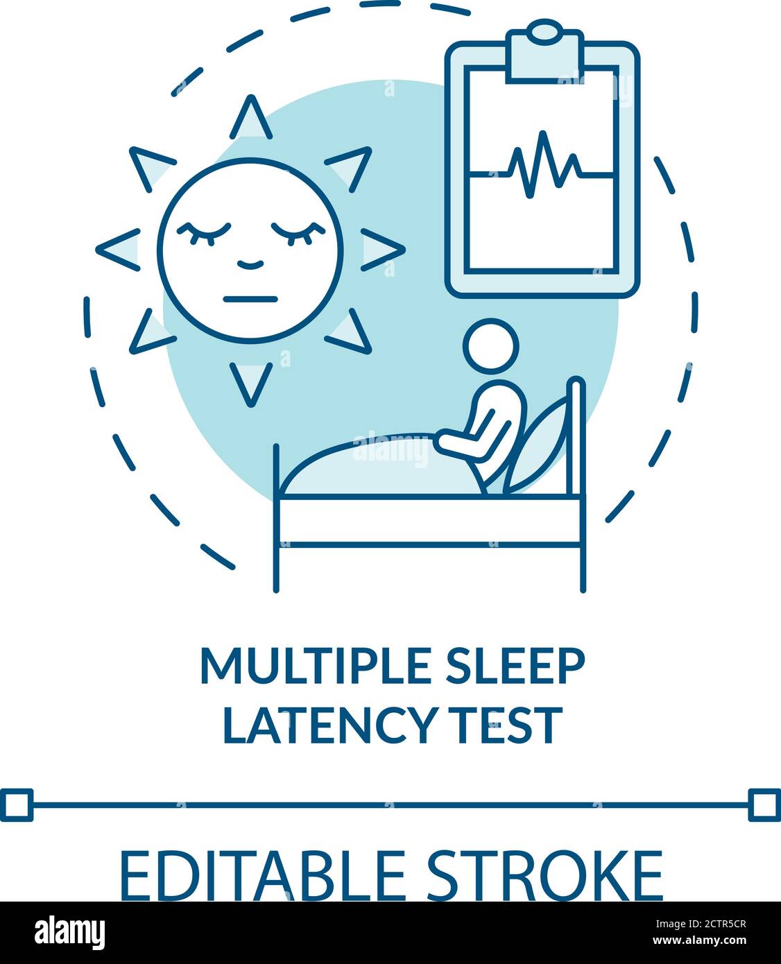 Multiple sleep latency test turquoise concept icon Stock Vector Image ...