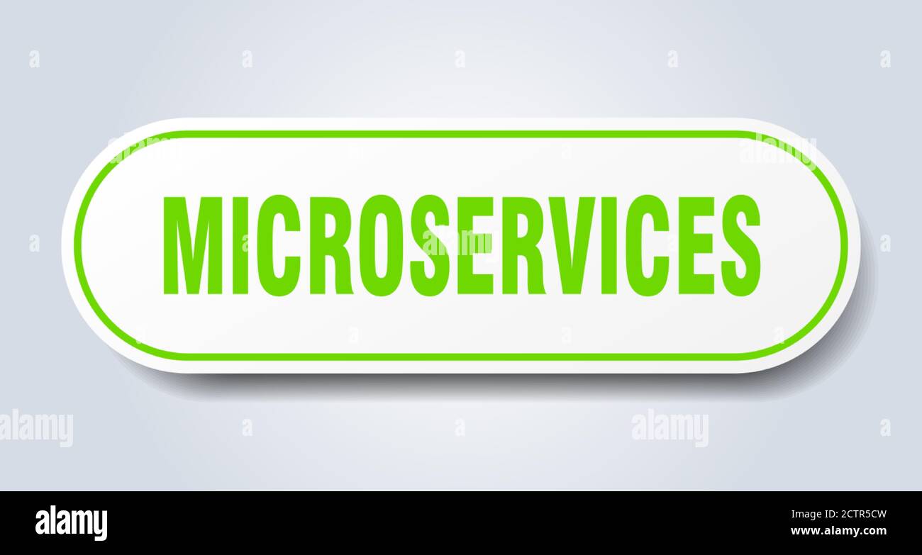 microservices sign. rounded isolated sticker. white button Stock Vector ...