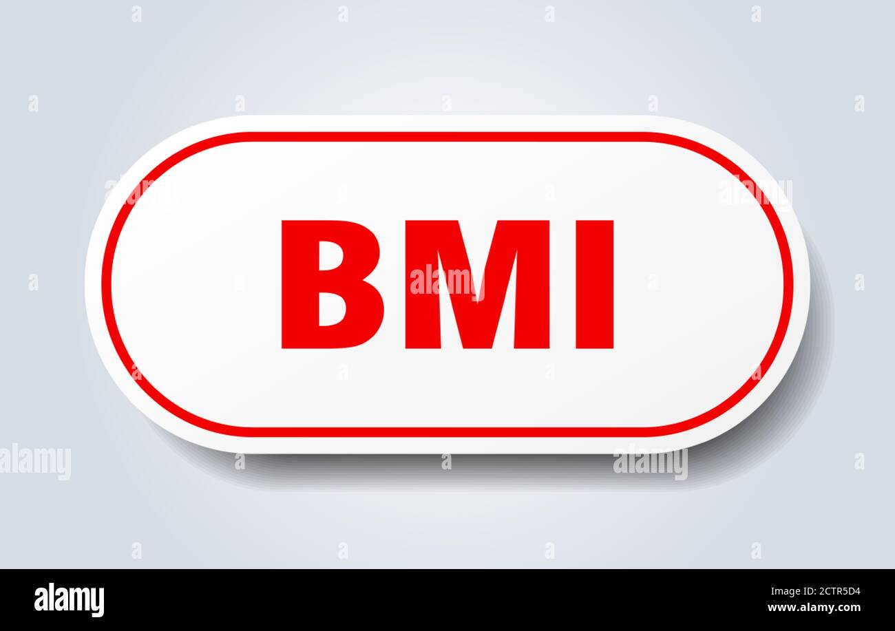 bmi sign. rounded isolated sticker. white button Stock Vector Image ...