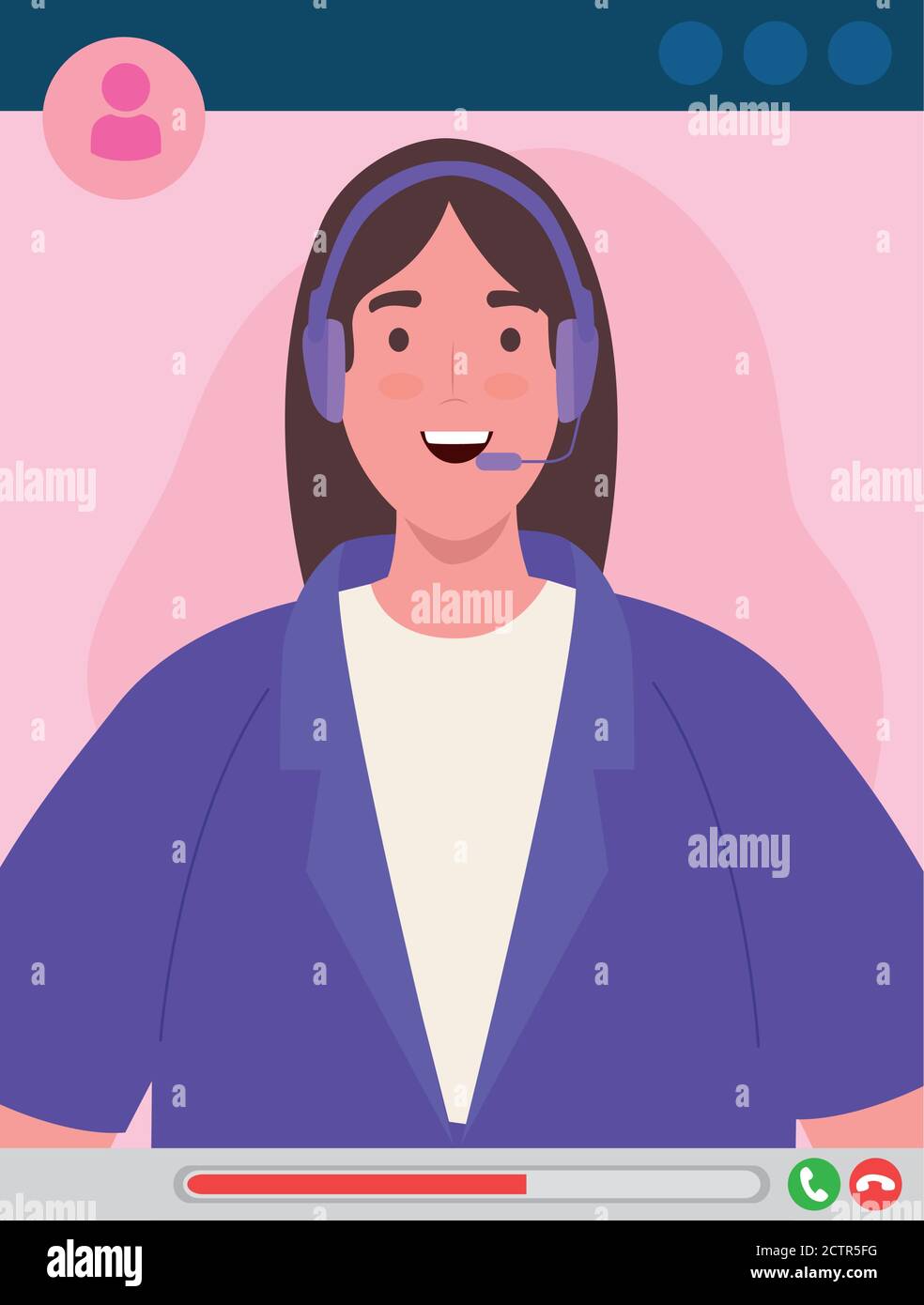 Woman with headphone in video chat screenshot vector design Stock ...