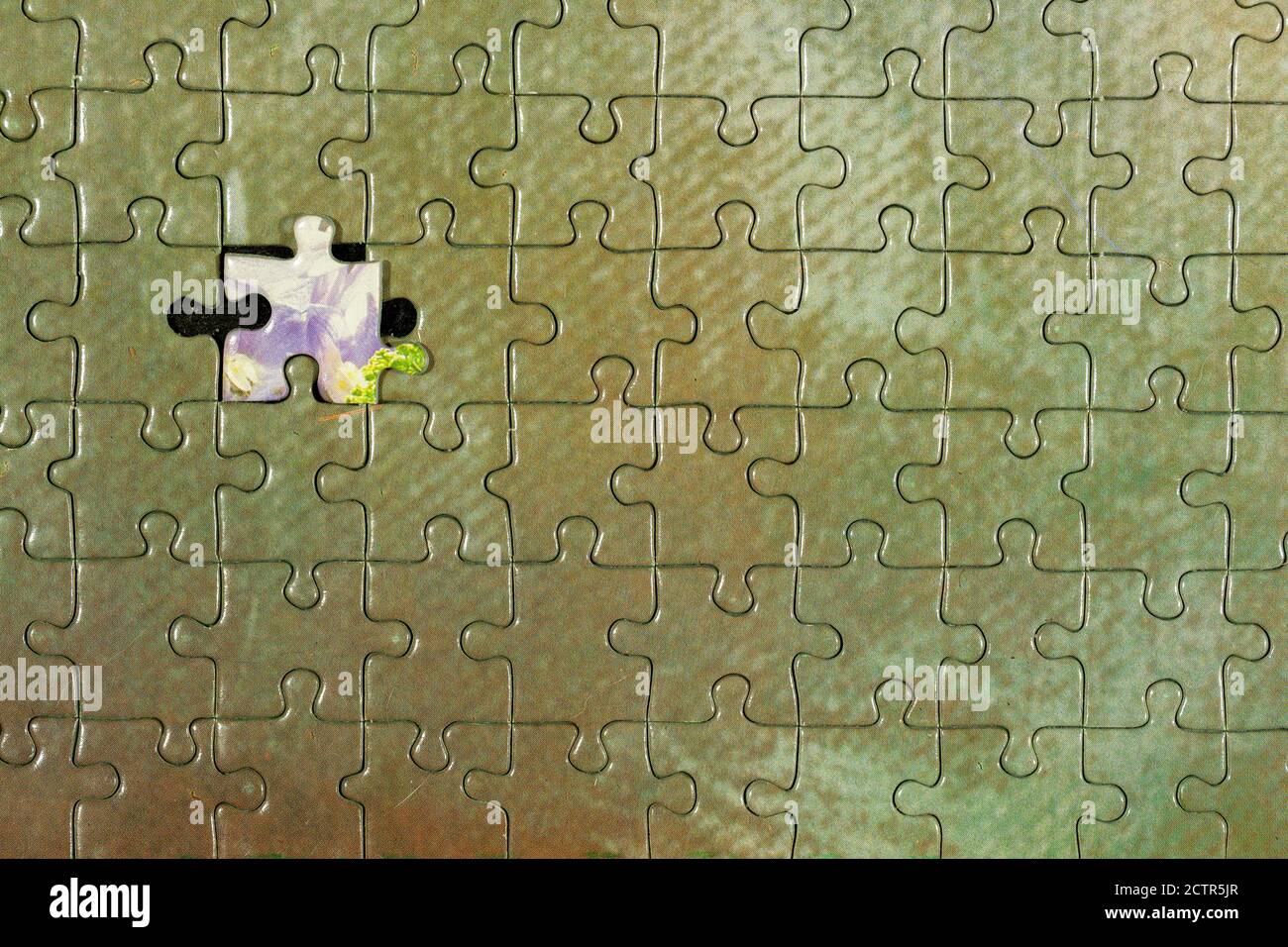 Disassembled puzzle with a last wrong piece impossible to fill Stock ...
