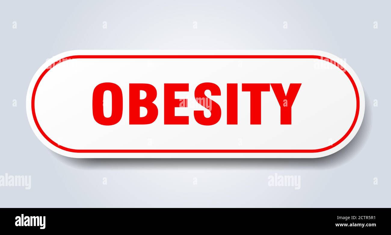 obesity sign. rounded isolated sticker. white button Stock Vector Image ...