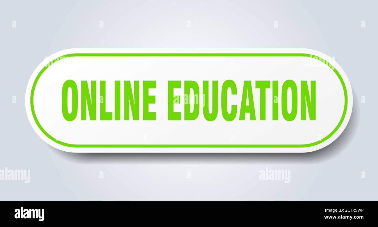 online education sign. rounded isolated sticker. white button Stock ...