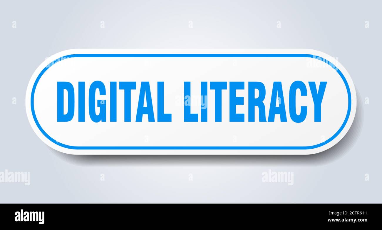 digital literacy sign. rounded isolated sticker. white button Stock ...