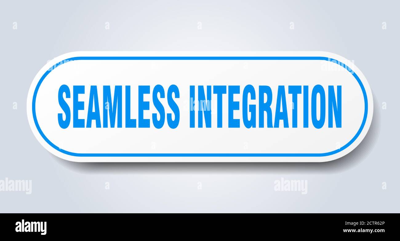 seamless integration sign. rounded isolated sticker. white button Stock ...