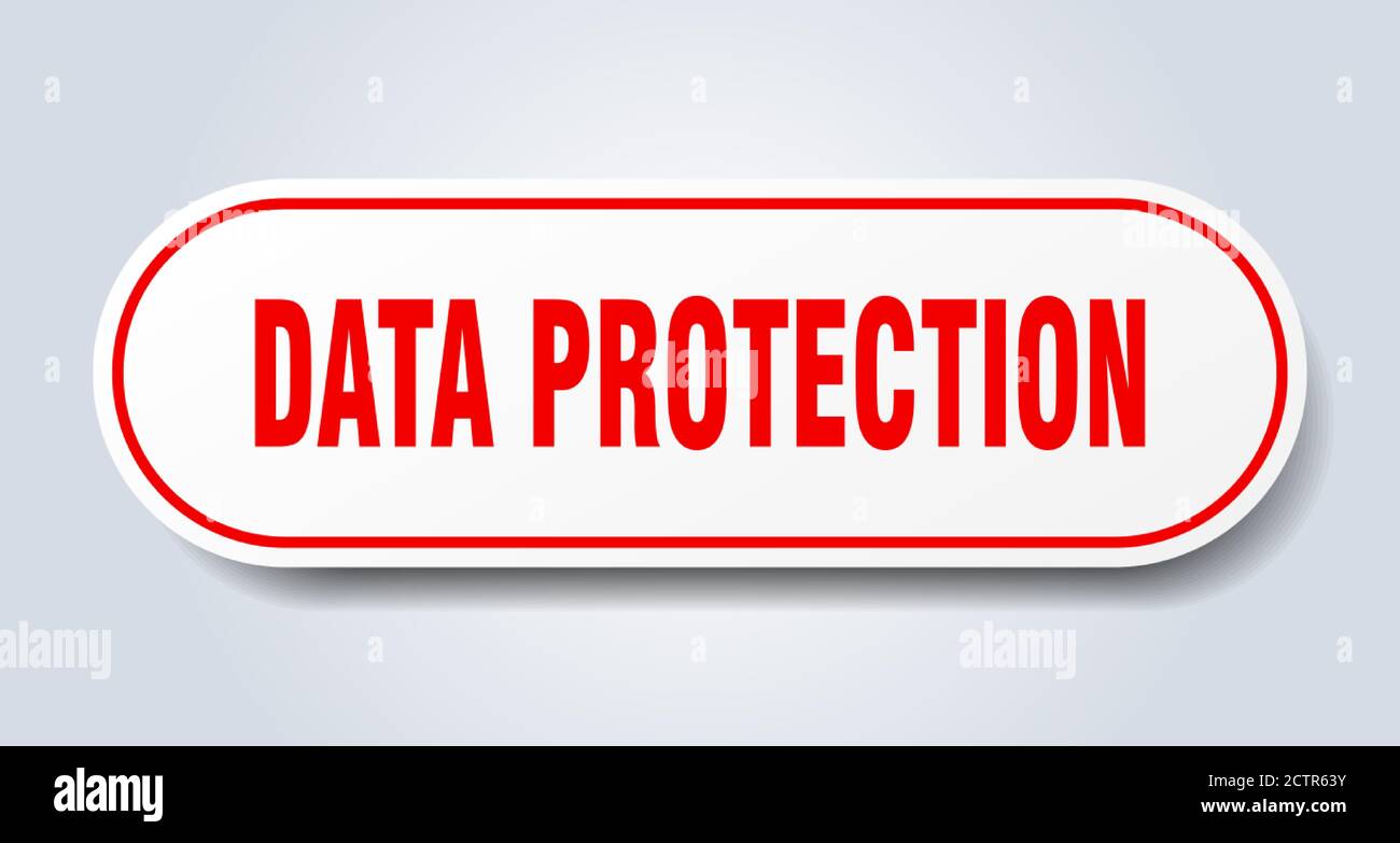 data protection sign. rounded isolated sticker. white button Stock ...