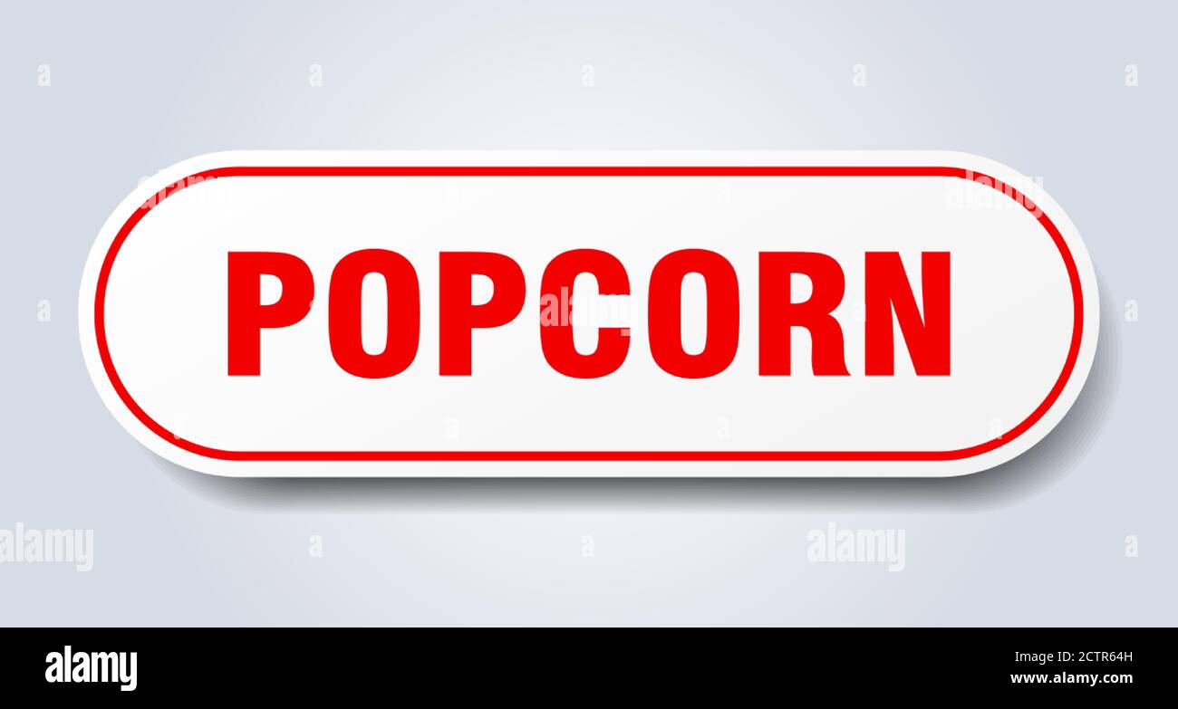 popcorn sign. rounded isolated sticker. white button Stock Vector Image ...