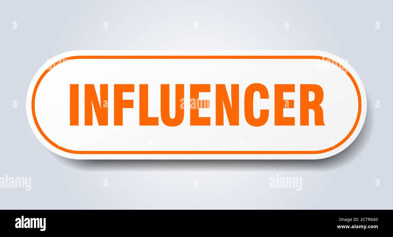 influencer sign. rounded isolated sticker. white button Stock Vector ...