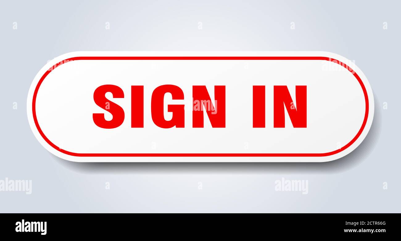 sign in sign. rounded isolated sticker. white button Stock Vector Image ...