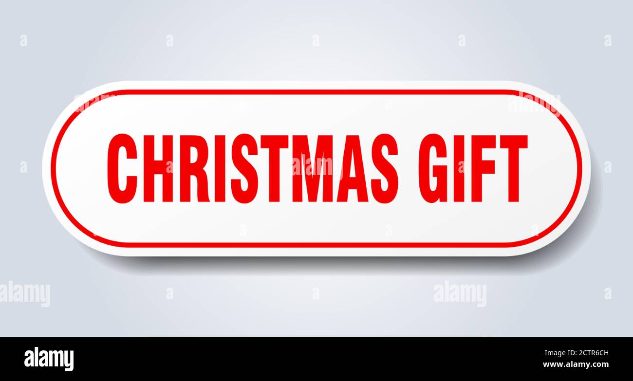 christmas gift sign. rounded isolated sticker. white button Stock ...