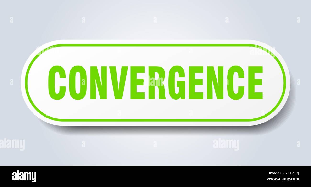 convergence sign. rounded isolated sticker. white button Stock Vector ...