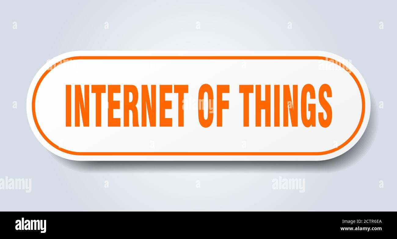 internet of things sign. rounded isolated sticker. white button Stock ...