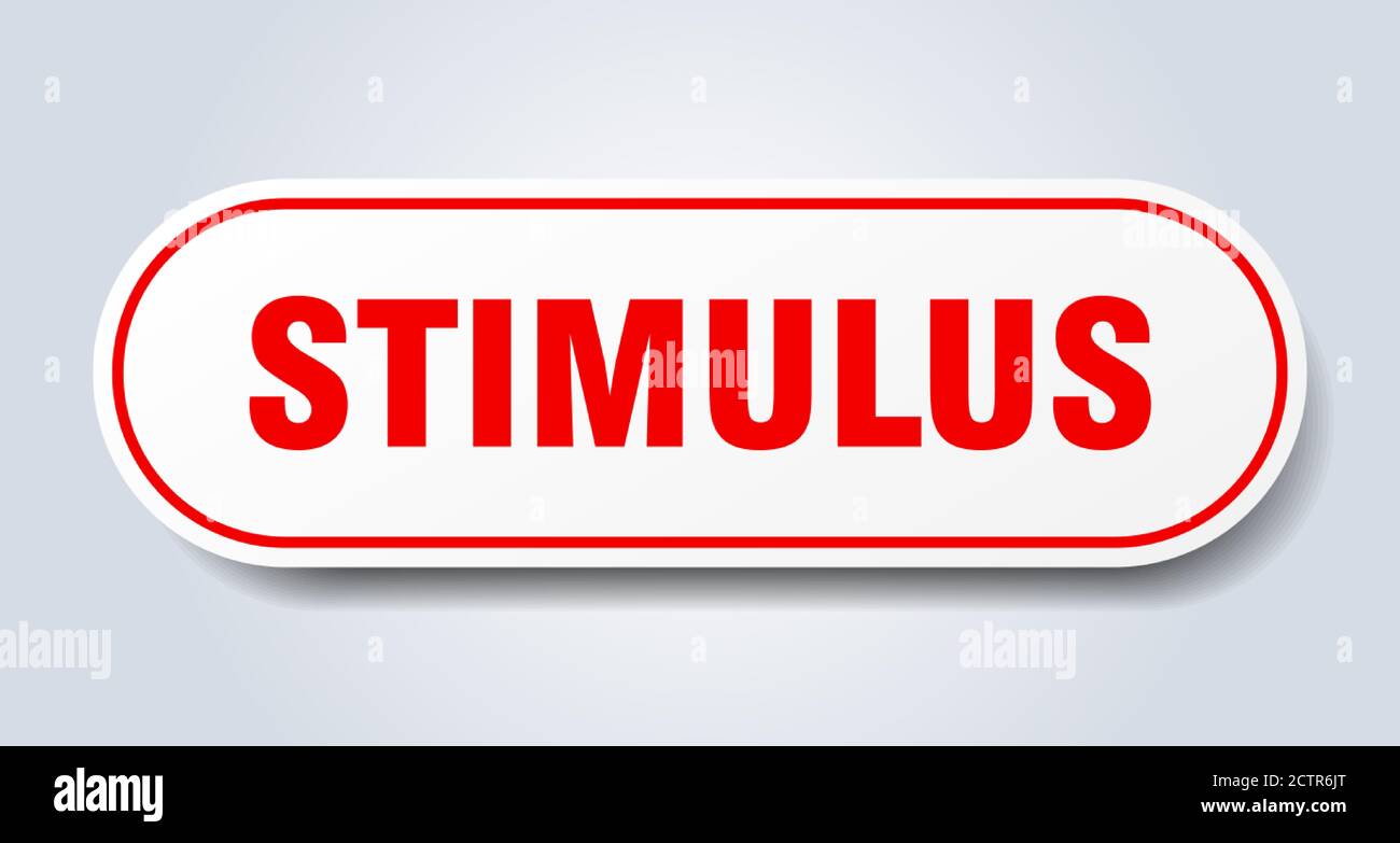 stimulus sign. rounded isolated sticker. white button Stock Vector ...