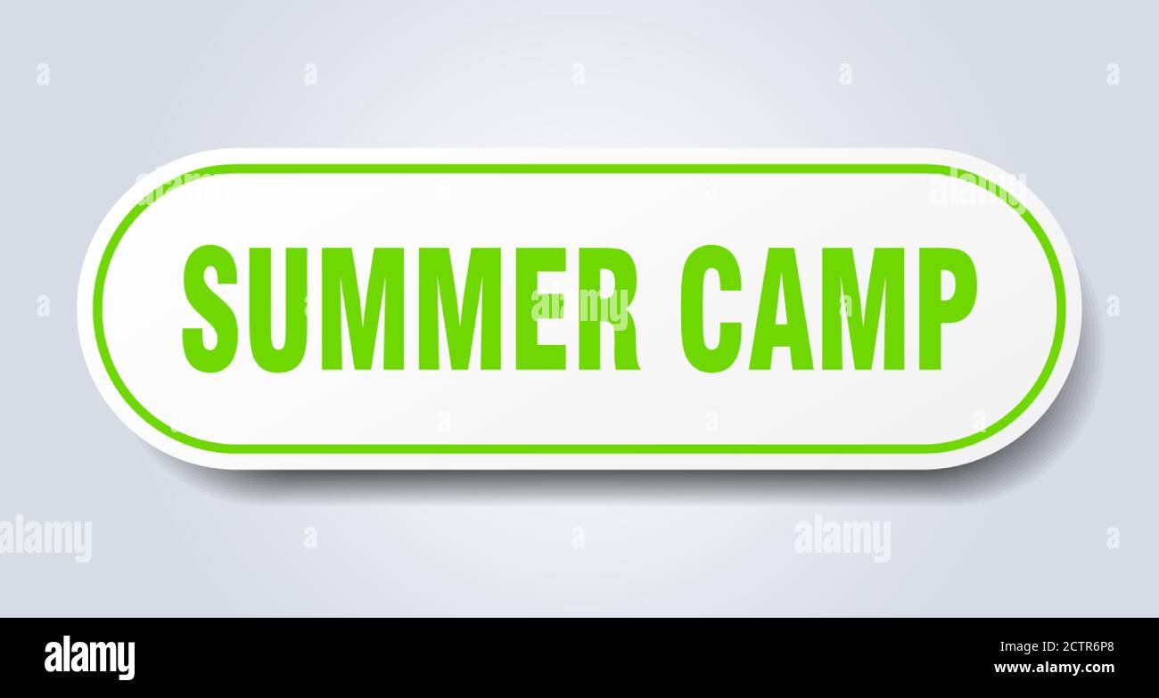 summer camp sign. rounded isolated sticker. white button Stock Vector ...