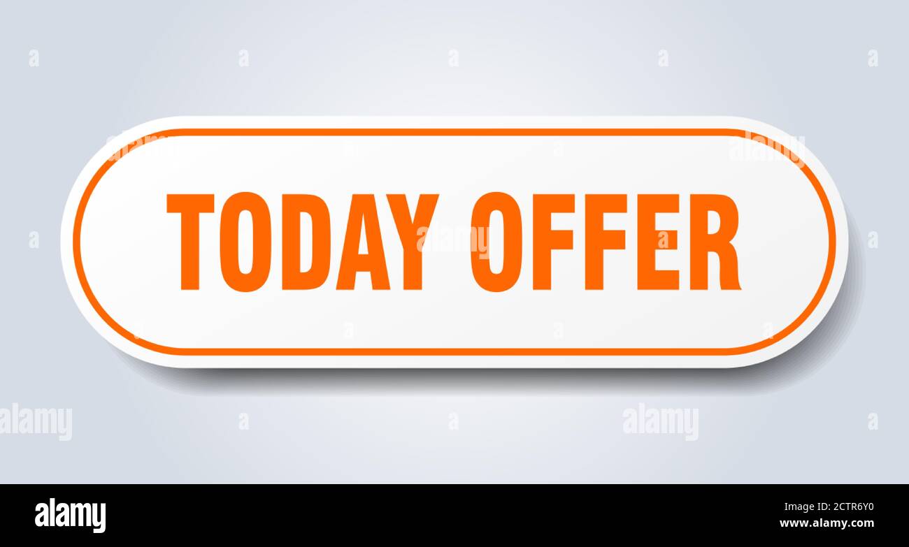 today offer sign. rounded isolated sticker. white button Stock Vector ...