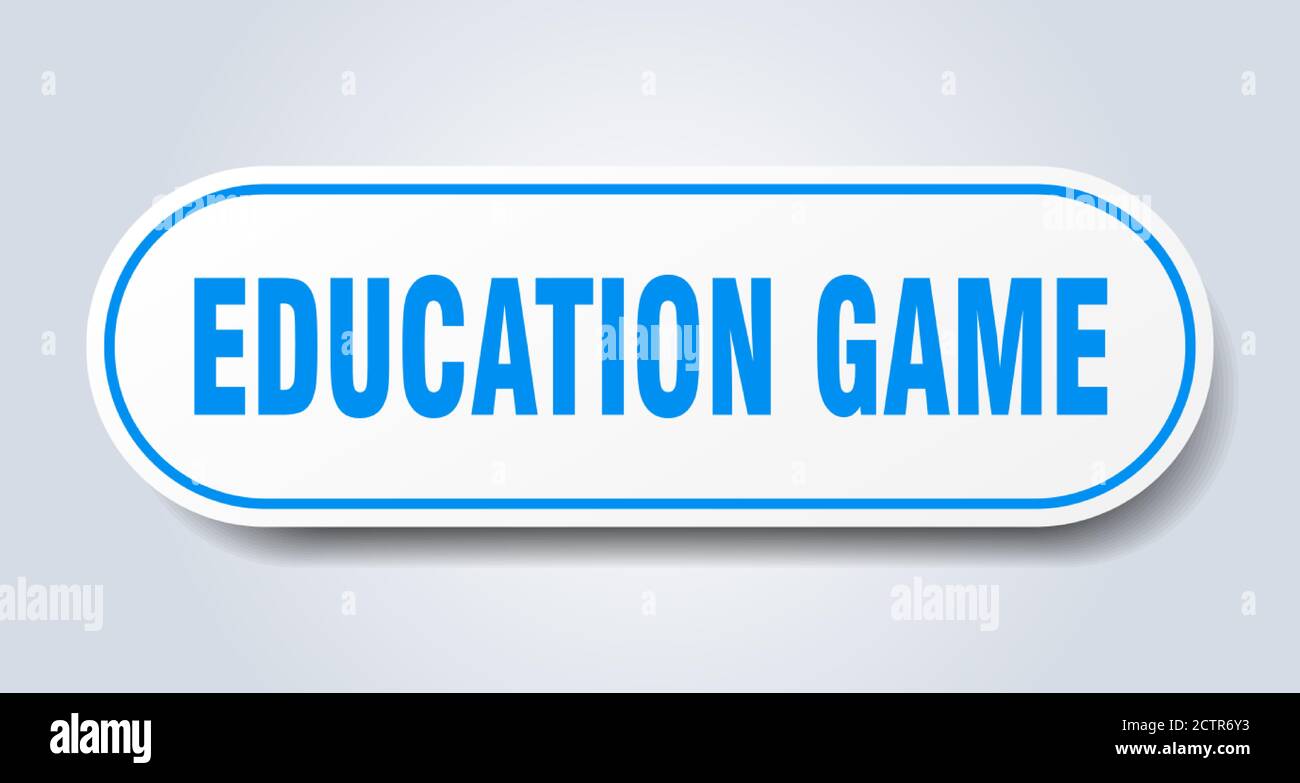 education game sign. rounded isolated sticker. white button Stock ...