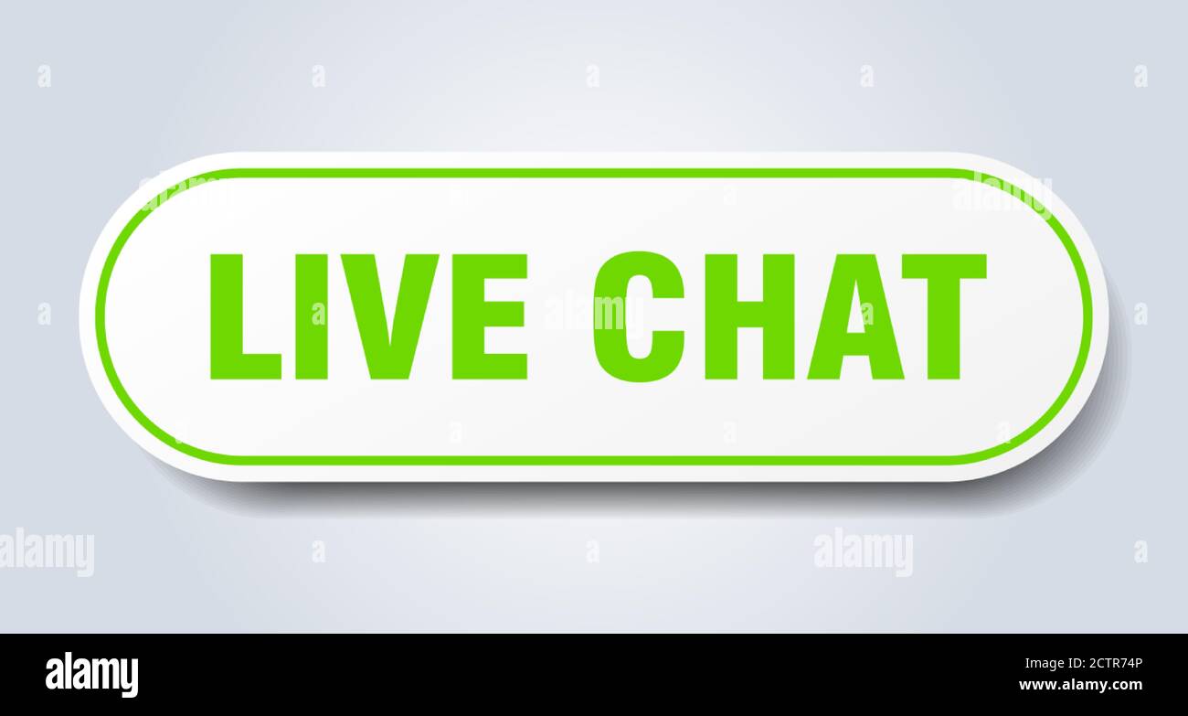 live chat sign. rounded isolated sticker. white button Stock Vector ...