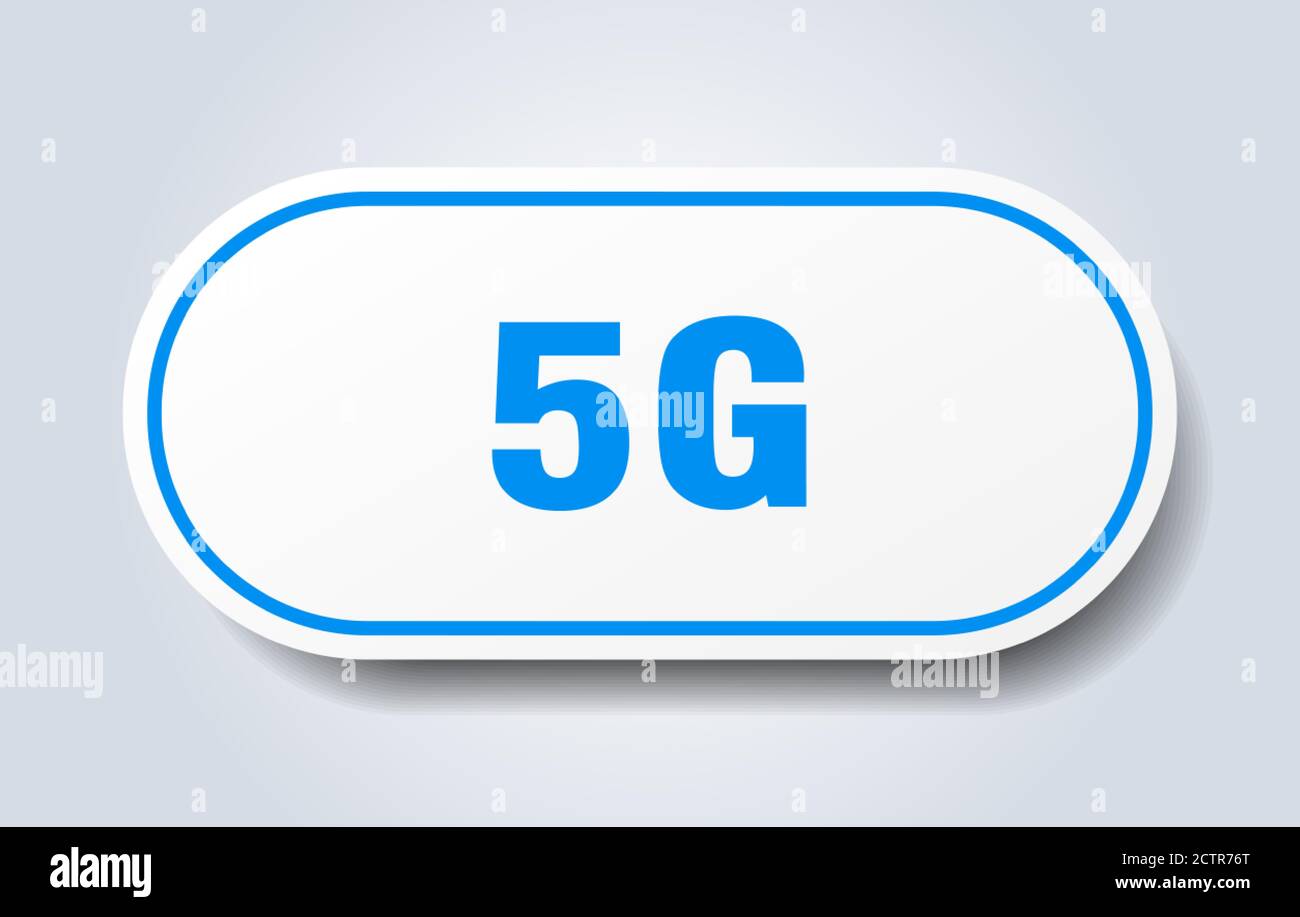 5g sign. rounded isolated sticker. white button Stock Vector Image ...
