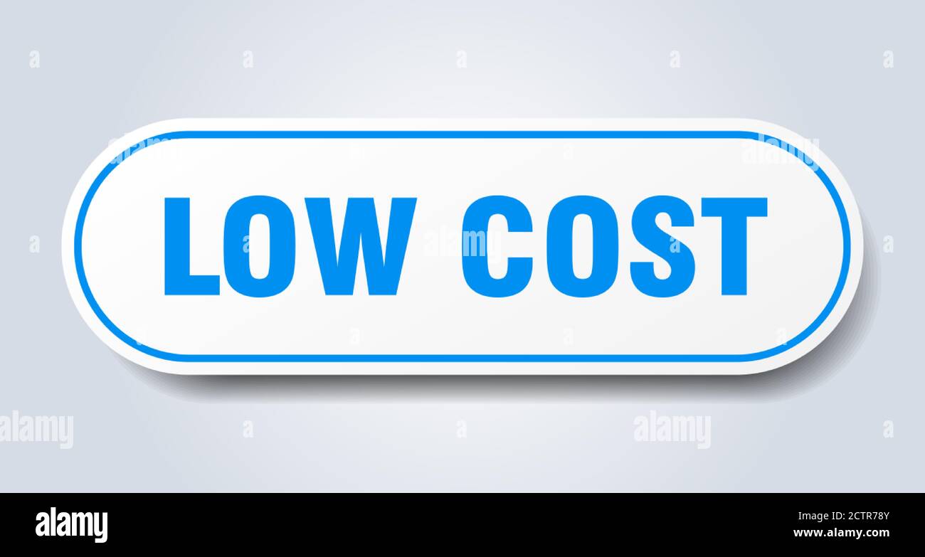 low cost sign. rounded isolated sticker. white button Stock Vector ...