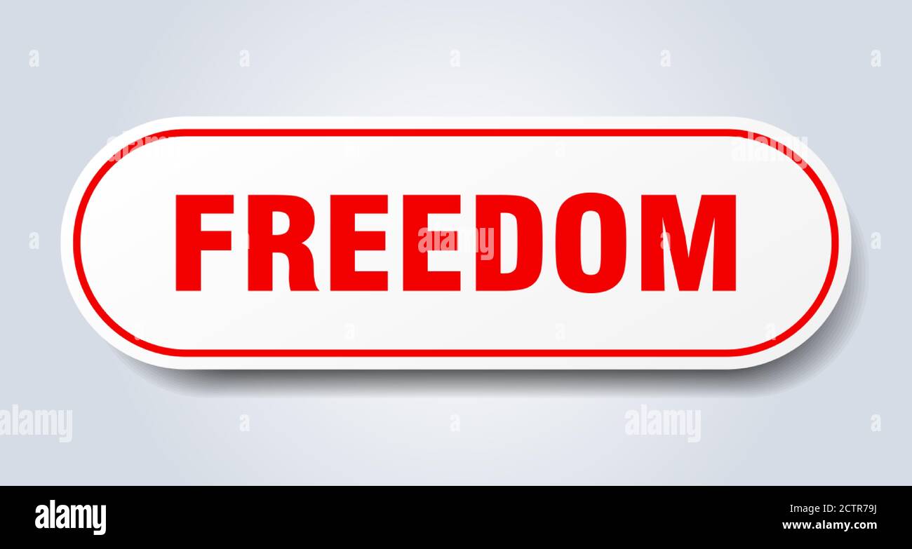 freedom sign. rounded isolated sticker. white button Stock Vector Image ...