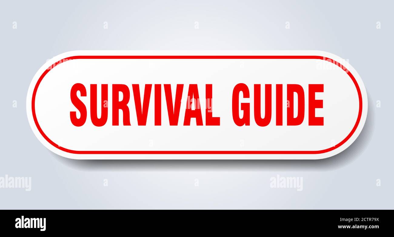 survival guide sign. rounded isolated sticker. white button Stock ...