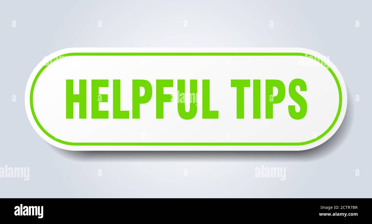 helpful tips sign. rounded isolated sticker. white button Stock Vector ...